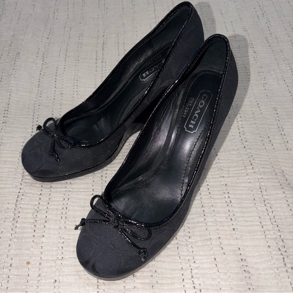 Coach Irene Black Jacquard Signature Logo Closed Toe … - Gem